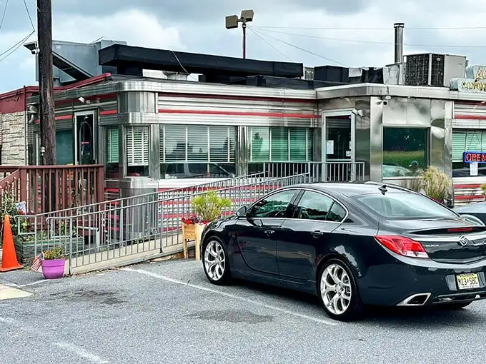 The gleaming stainless steel exterior of Route 30 Diner stands like a time capsule under Pennsylvania skies, promising comfort food that transcends decades.