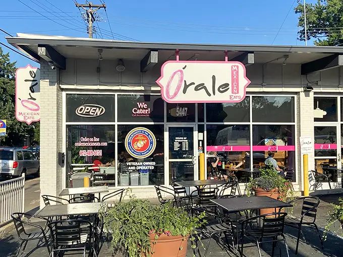 The pink sign beckons like a neon promise of flavor – Órale's modest exterior hides Minneapolis's most vibrant Mexican culinary adventure.