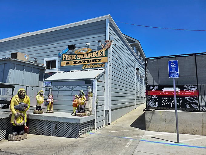 The unassuming exterior of Phil's Fish Market belies the culinary treasures within. Like finding a pearl in an oyster, the discovery is half the fun.