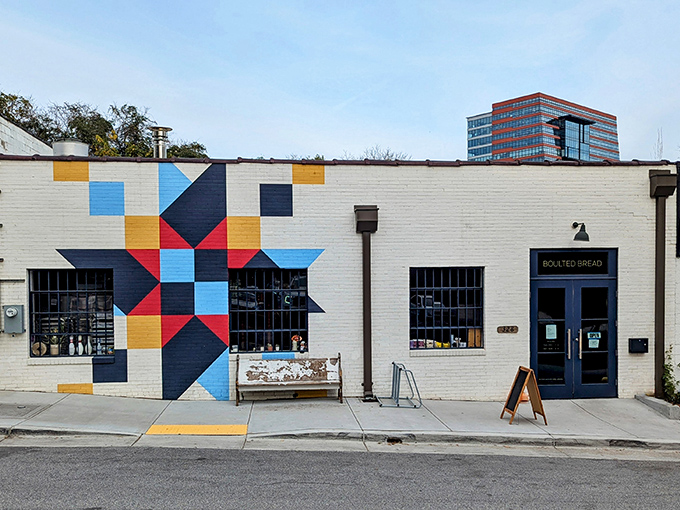 Impossible to miss with its bold geometric mural, Boulted Bread's exterior isn't just Instagram-worthy—it's an artistic prelude to the culinary masterpieces waiting inside.