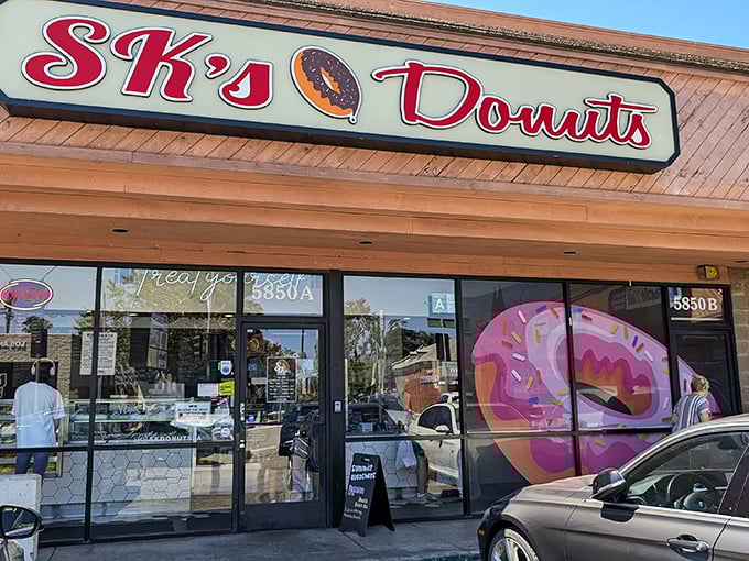 The unassuming storefront of SK Donut & Croissant – where LA's pastry pilgrims begin their journey to cronut nirvana.