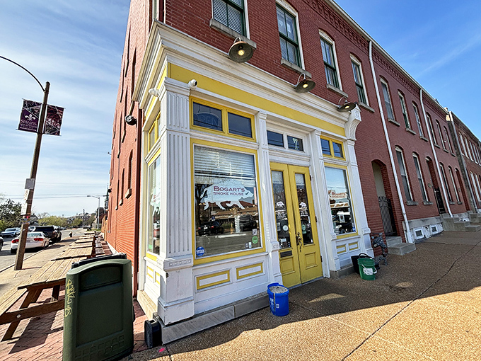 The bright yellow trim and iconic pig logo beckon hungry visitors to this unassuming corner of Soulard. BBQ paradise doesn't need fancy digs.