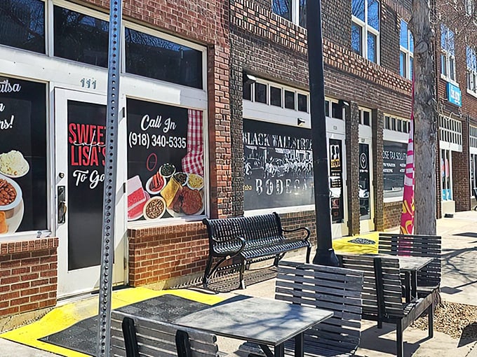 The unassuming storefront promises culinary treasures within. Those window displays aren't just decoration—they're a preview of the soul-satisfying feast awaiting inside.