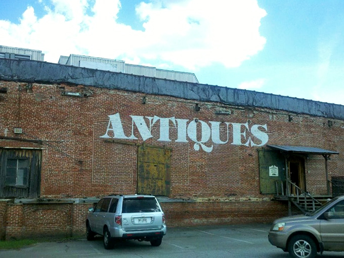 The brick facade proudly announces your mission for the day—treasure hunting in what feels like Georgia's answer to Aladdin's cave.