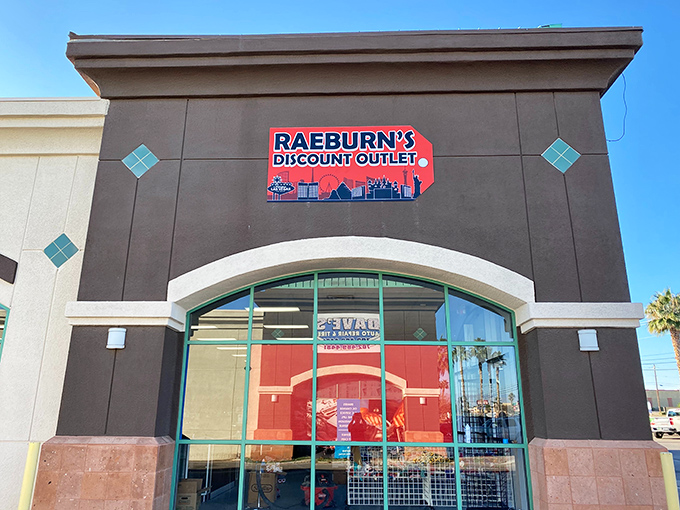 The unassuming exterior of Raeburn's belies the treasure trove within—like finding a secret portal to bargain heaven right in the Las Vegas suburbs.