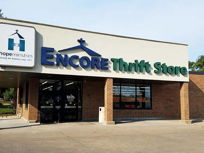 The unassuming brick façade of Encore Thrift Store belies the treasure trove waiting inside, where new items arrive daily to tempt bargain hunters.