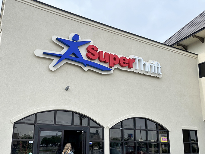 The pristine white exterior of Super Thrift beckons like a retail mirage in the Oklahoma sun, promising treasures that Macklemore only dreamed about.