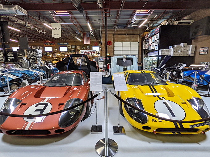 The unassuming exterior of the Shelby American Collection belies the automotive treasures within, like finding a Ferrari dealership inside your neighborhood convenience store.