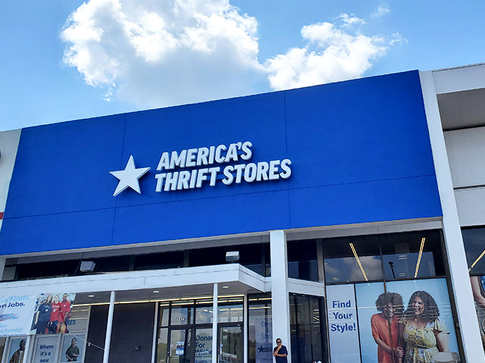 That iconic blue storefront isn't just a building—it's a portal to possibility, where bargain hunters begin their quest for hidden treasures.