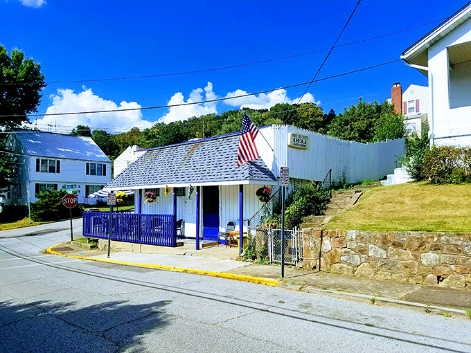 Two flags tell the whole story: America and Greece standing proudly over this humble culinary treasure on Beech Avenue.