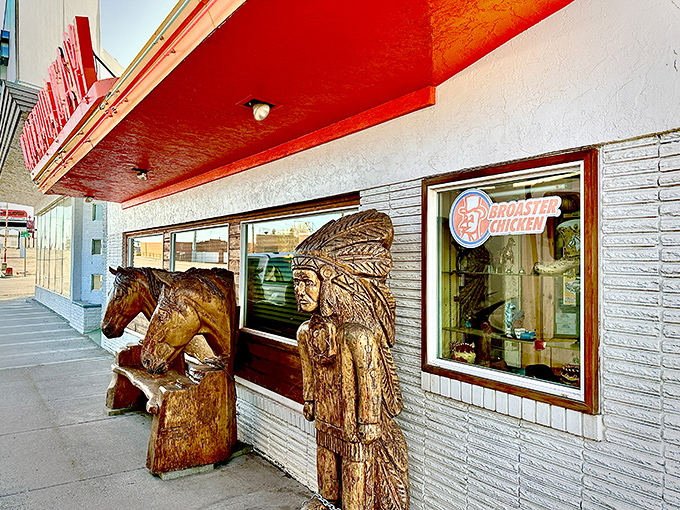 The iconic red awning and wooden sculptures welcome you like old friends. This isn't just a restaurant—it's an Idaho Falls landmark worth the journey.