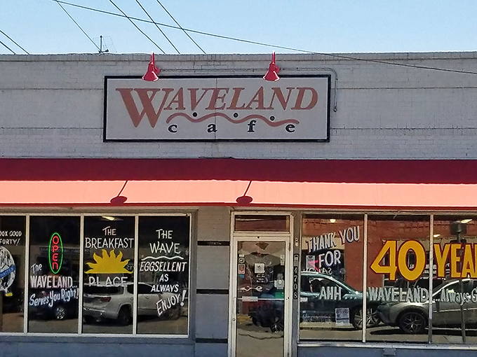 The iconic mug wall at Waveland Cafe isn't just decoration—it's a timeline of loyal customers and morning rituals spanning decades. 