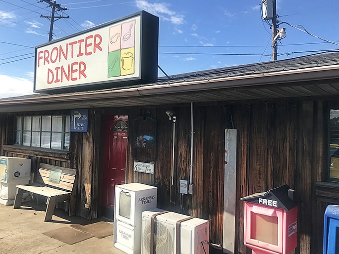 The unassuming exterior of Frontier Diner might not scream "culinary destination," but those pickup trucks don't lie—locals know where the good stuff is.