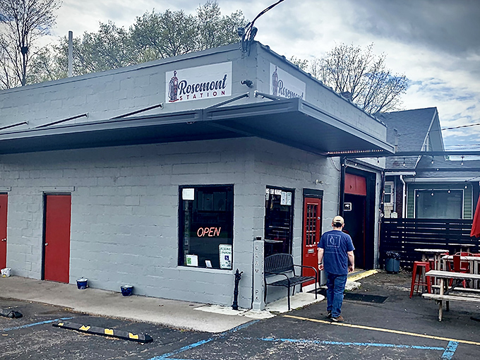 That bright red door isn't just an entrance—it's an invitation to flavor town. Rosemont Station's unassuming exterior hides culinary treasures waiting to be discovered.