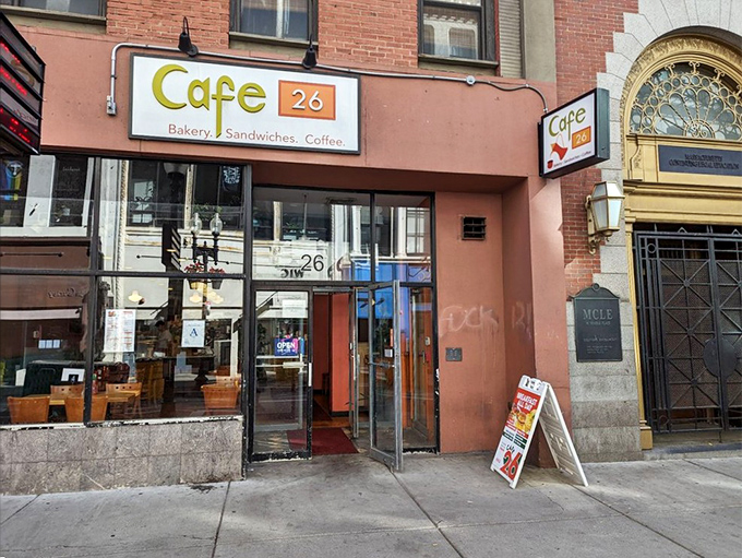 The unassuming storefront of Café 26 in downtown Boston proves once again that culinary treasures often hide behind modest facades.