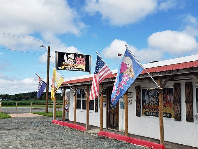 The unassuming white building with red trim might not look like barbecue heaven, but your nose will tell you otherwise. Flag-adorned and welcoming, Fat Daddy's stands ready for pilgrims of the pit.