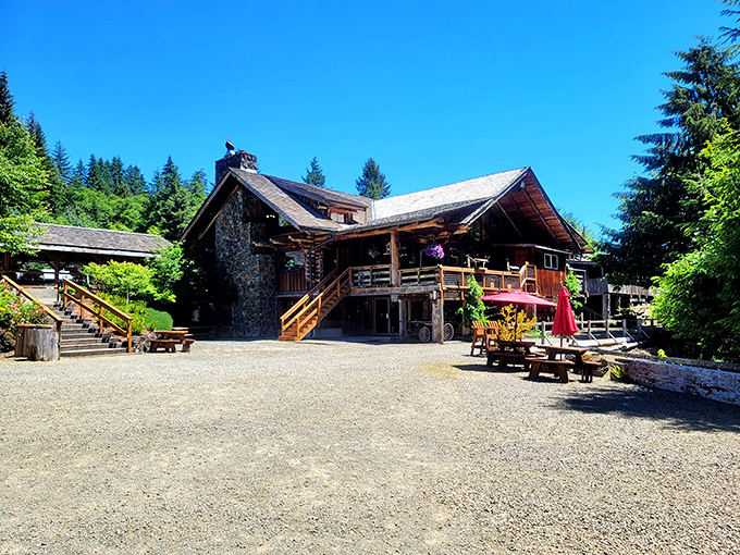 The ultimate woodland retreat isn't a cabin in the woods—it's this magnificent timber fortress serving comfort food that would make Paul Bunyan weep with joy.