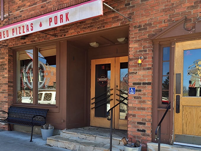The unassuming brick exterior of Union Woodshop hides a smoky paradise within. Like finding a treasure map in your attic—the adventure begins here.