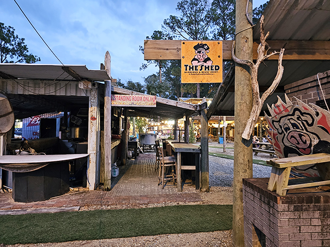 Where rustic charm meets culinary magic. The Shed's exterior looks like it was assembled during a creative fever dream—and that's exactly its charm.