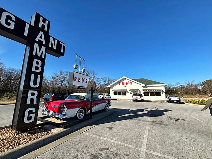 The storybook white facade with bold red letters promises the kind of all-American meal that makes nutritionists weep and food lovers rejoice.