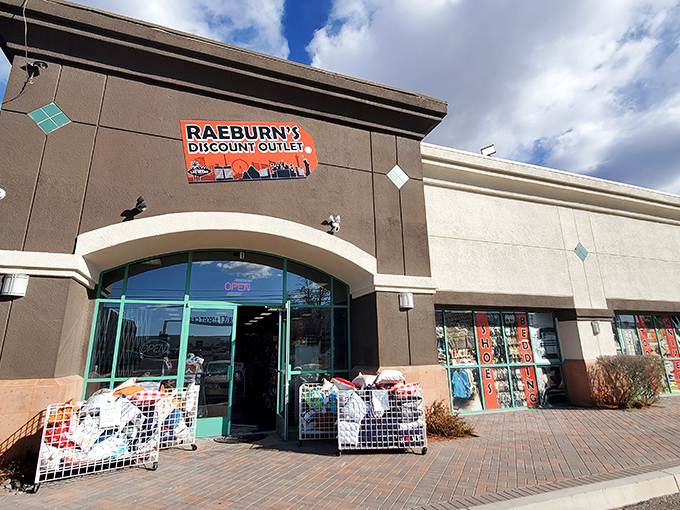 The unassuming exterior of Raeburn's belies the treasure trove within—like finding a secret portal to bargain heaven right in the Las Vegas suburbs.