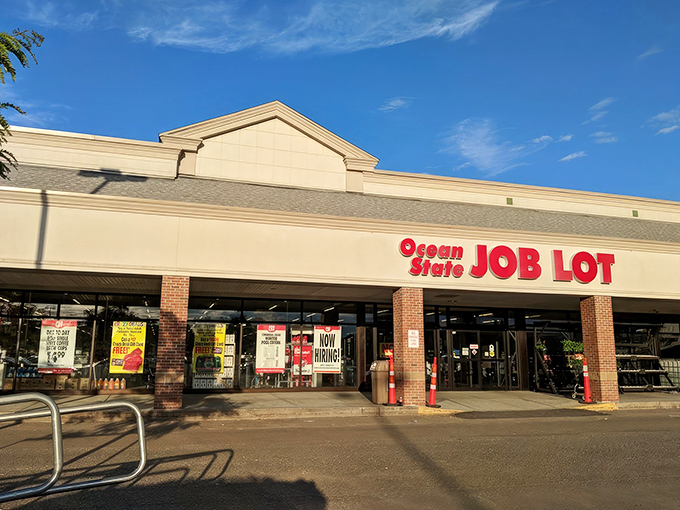 The retail equivalent of a treasure map where X marks the bargain – Ocean State Job Lot's welcoming storefront promises adventures in discount discovery.