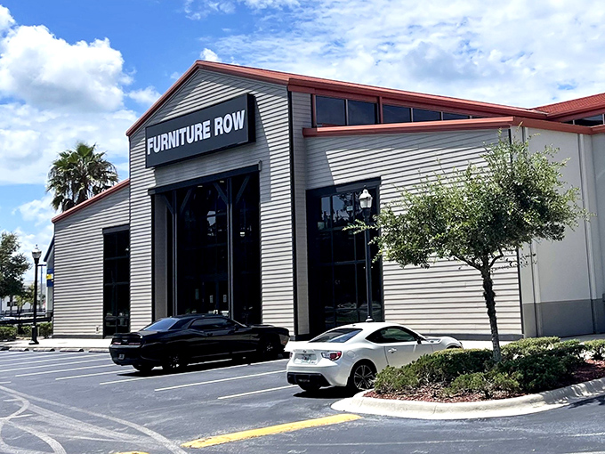 The exterior promises furniture adventures within, like the retail equivalent of "Once upon a time..." but with more recliners and fewer dragons.