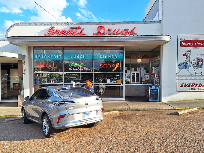 That iconic neon sign promises more than just a meal—it's a time machine disguised as a diner in the heart of Jackson.