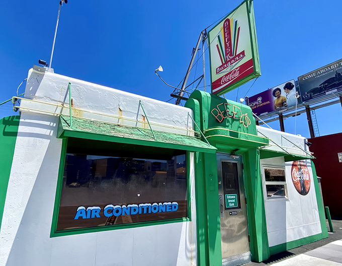 The little green burger joint that could. Beefy's modest exterior in Reno hides burger greatness within, like a superhero's unassuming alter ego.
