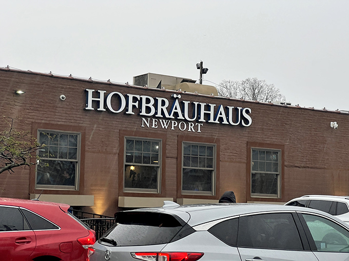 The brick facade of Hofbräuhaus Newport stands proud, like a Bavarian ambassador that somehow landed in Kentucky with all its German dignity intact.