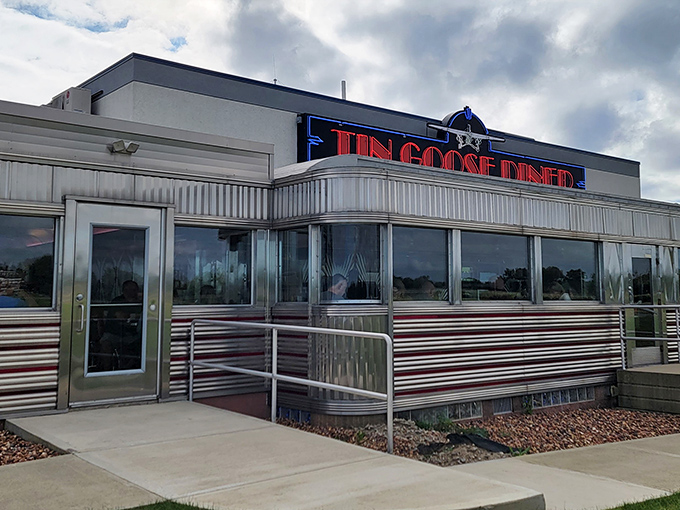 The perfect pit stop awaits! Blue picnic tables dot the patio where diners can enjoy their meals with a side of aviation views and Ohio sunshine.