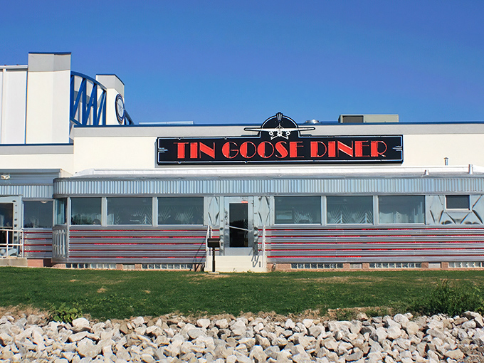The perfect pit stop awaits! Blue picnic tables dot the patio where diners can enjoy their meals with a side of aviation views and Ohio sunshine.