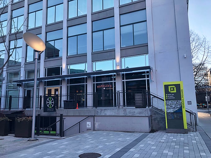 The storefront beckons like a lighthouse for the hungry soul—Mamaleh's modern take on tradition stands proudly in Cambridge's Kendall Square.
