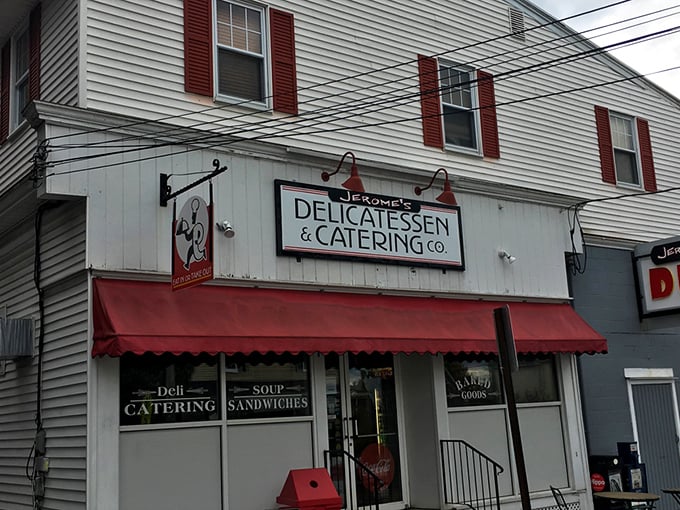 Jerome's classic storefront with its red awning and vintage signage isn't trying to win beauty pageants—it's too busy making extraordinary sandwiches instead.