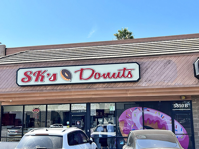 The unassuming storefront of SK Donut & Croissant – where LA's pastry pilgrims begin their journey to cronut nirvana.