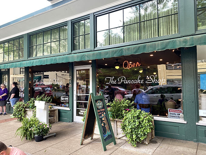 The iconic green awning of The Pancake Shop stands as Hot Springs' breakfast beacon, promising pancake paradise to early risers and brunch hunters alike.