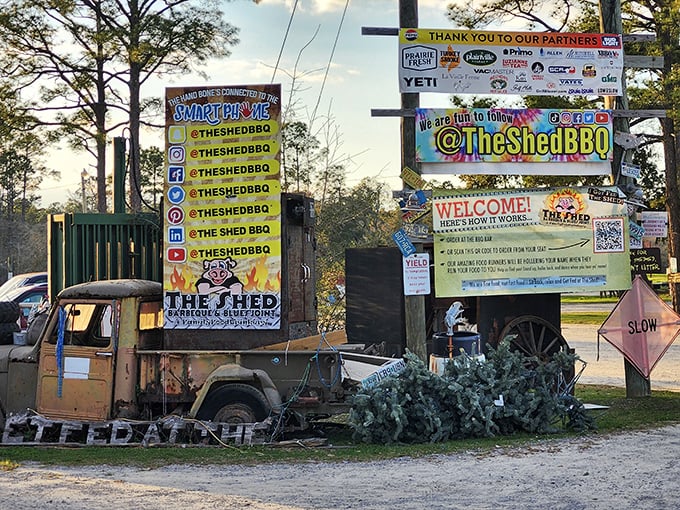 Where rustic charm meets culinary magic. The Shed's exterior looks like it was assembled during a creative fever dream—and that's exactly its charm.