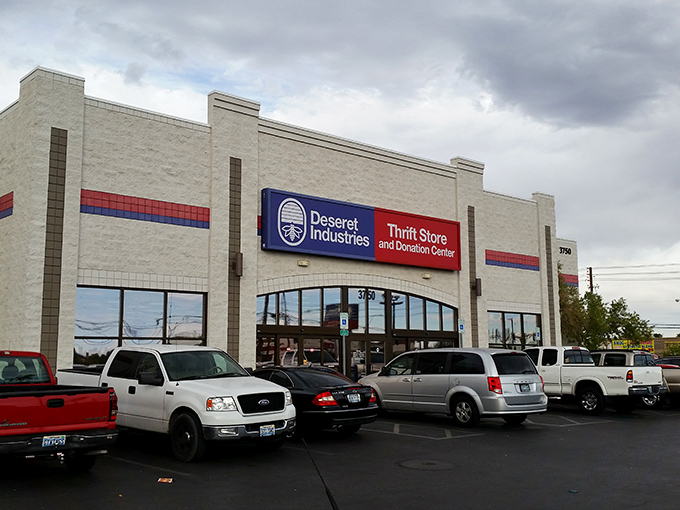 The unassuming exterior of Deseret Industries belies the treasure trove within—like finding a speakeasy, but for bargain hunters.