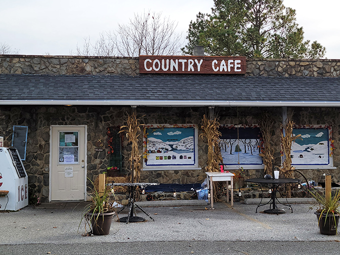 The stone exterior of Country Café stands like a culinary fortress in Harpers Ferry, promising comfort food treasures within those rustic walls.