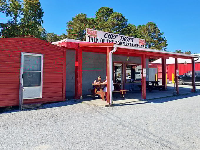 The bright red exterior of Chef Troy's might not win architectural awards, but like all great food destinations, the unassuming façade hides culinary treasures within.