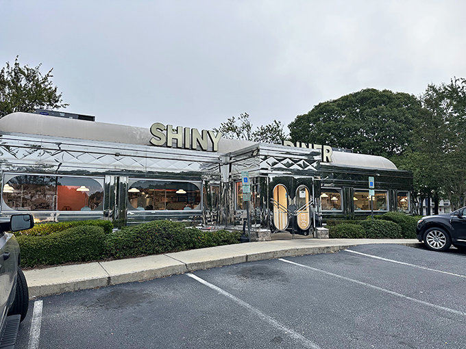The chrome exterior gleams like a time machine to the golden age of roadside dining. This isn't just a restaurant—it's a landmark with an appetite.