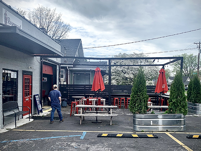 That bright red door isn't just an entrance—it's an invitation to flavor town. Rosemont Station's unassuming exterior hides culinary treasures waiting to be discovered.