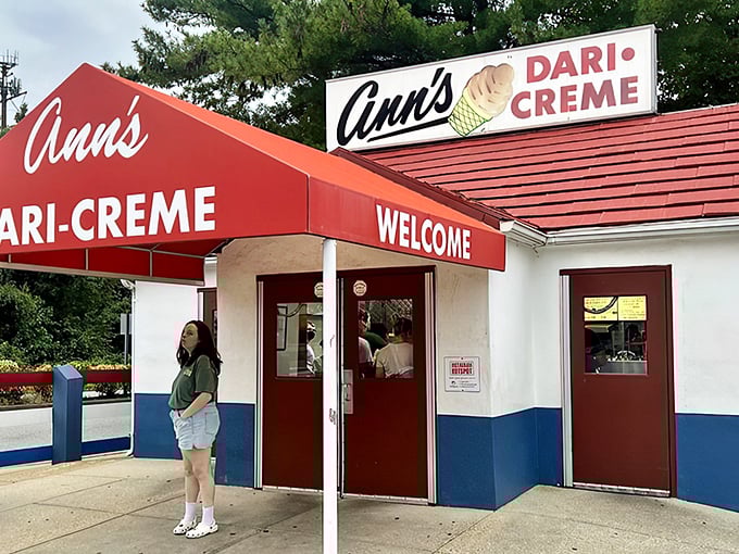 The red, white, and blue exterior of Ann's Dari-Creme isn't just patriotic—it's a time portal to when Elvis topped the charts and burgers cost a quarter.