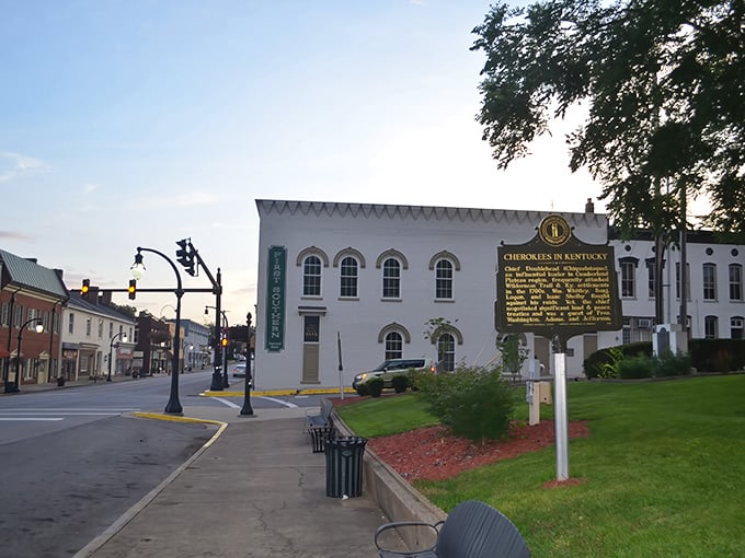 Main Street Stanford looks like it's waiting for a movie crew—but this isn't a set, it's genuine small-town America preserved in living color.