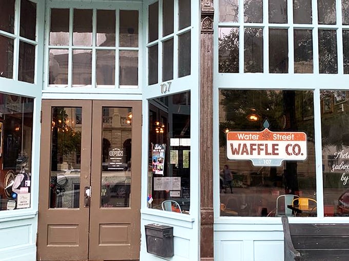 The turquoise storefront of Water Street Waffle Co beckons like a portal to breakfast nirvana. Downtown Belton's tastiest secret hides in plain sight.