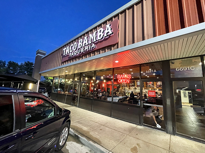 The coral-colored beacon of taco paradise beckons from its strip mall home. No fancy frills needed when what's inside changes lives one tortilla at a time.