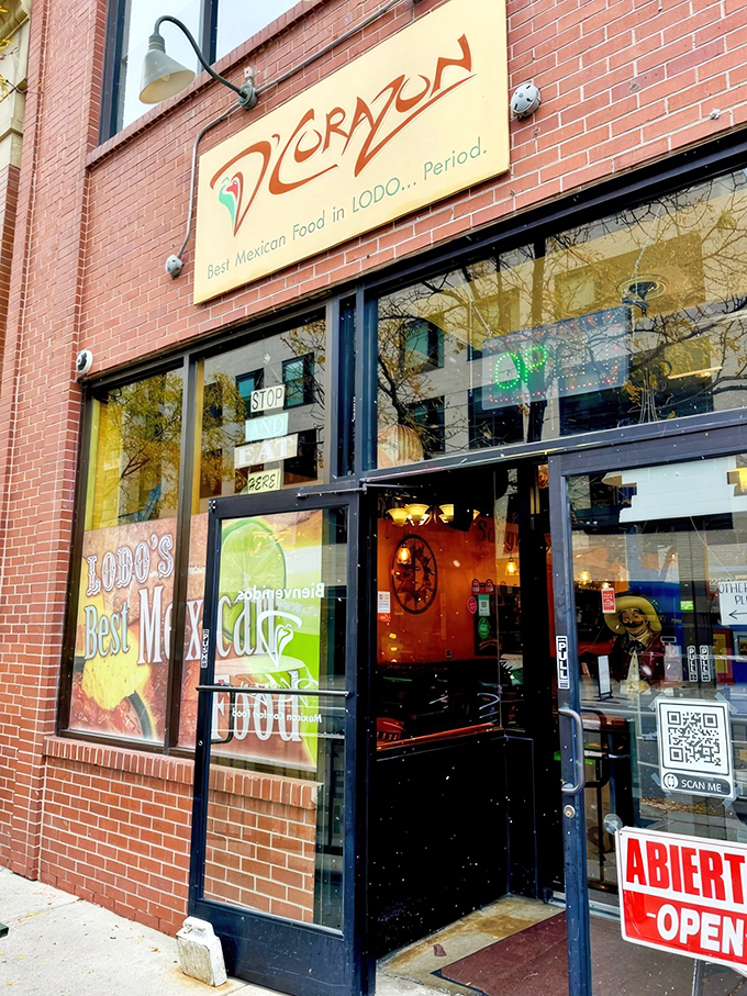 Brick, bold, and unabashedly confident – D'Corazon's exterior makes a simple promise with its "Best Mexican Food in LODO" claim that the kitchen fully intends to keep.