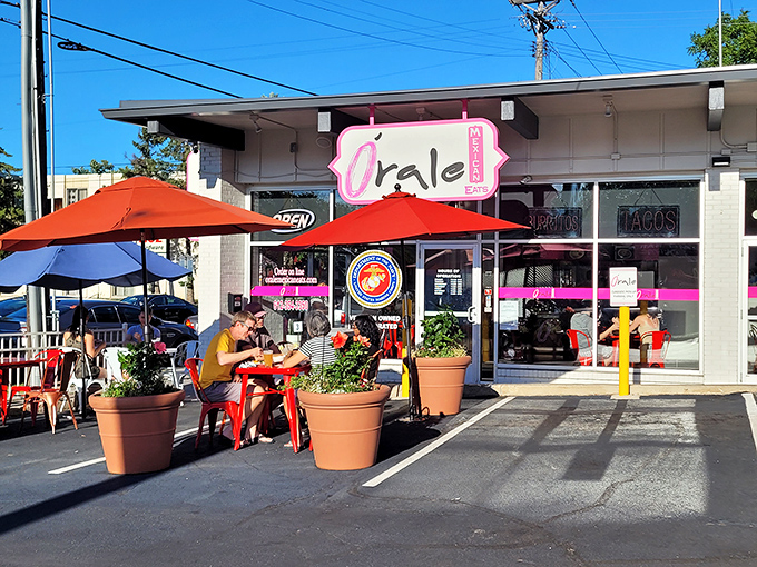 The pink sign beckons like a neon promise of flavor – Órale's modest exterior hides Minneapolis's most vibrant Mexican culinary adventure.