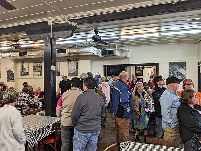 The line at Matthews isn't just customers – it's a community gathering where patience is rewarded with both friendship and fried delights.