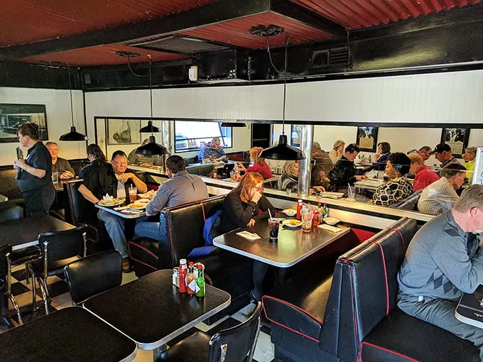 The lunch crowd buzz creates that perfect diner symphony—equal parts clattering plates, murmured conversations, and occasional bursts of laughter.